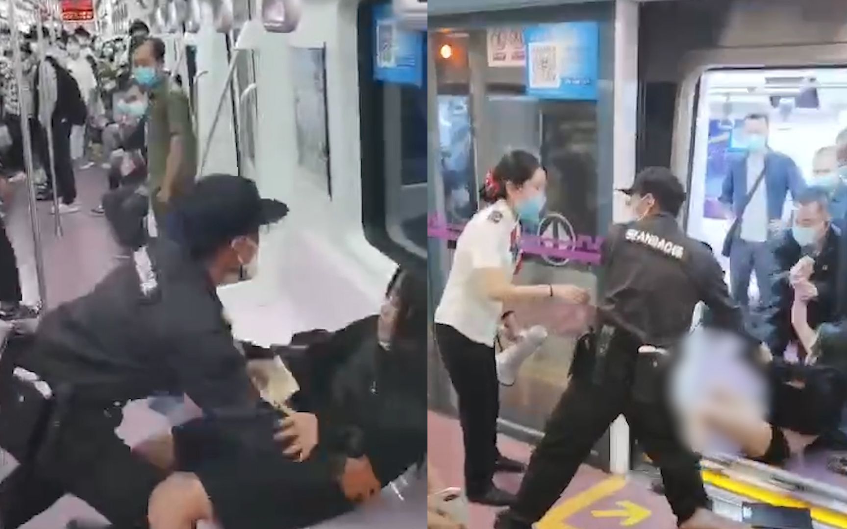 女子地铁内被保安拖拽下车,衣衫不整 律师:保安无权强制带离