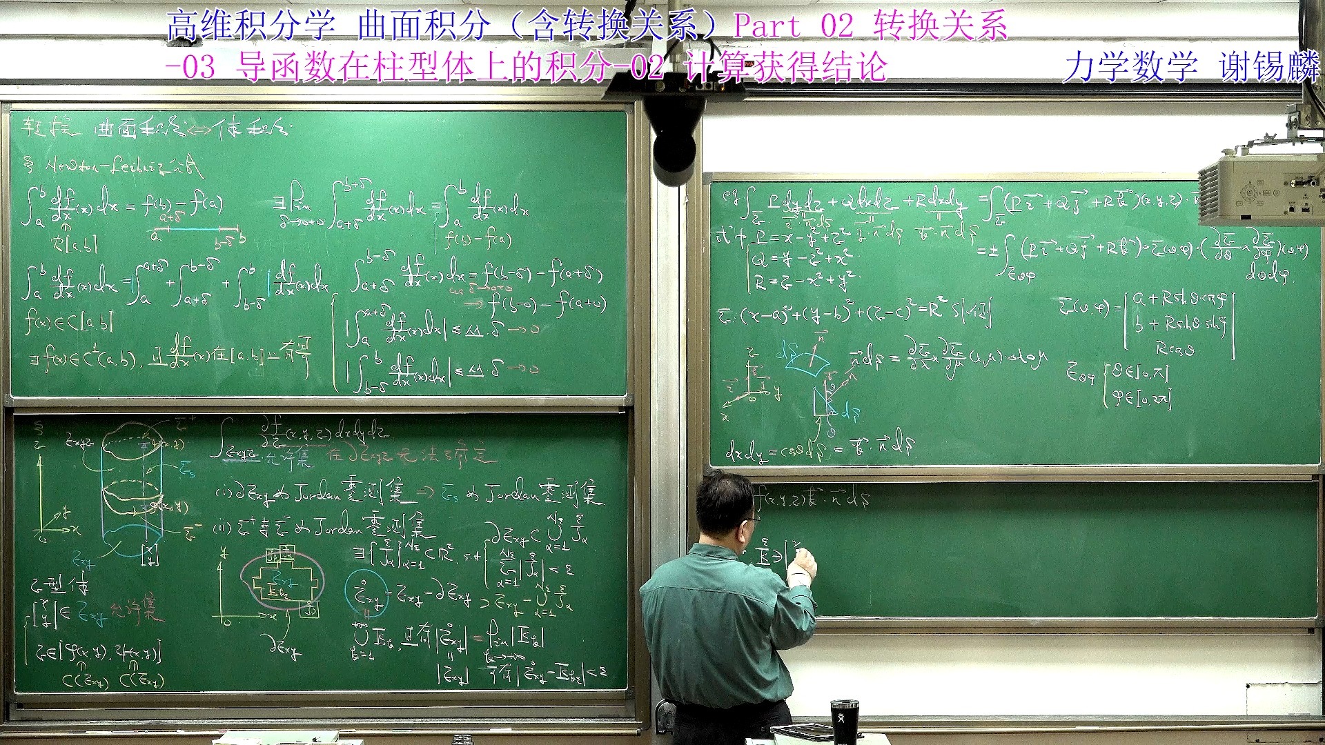 曲面积分(含转换关系) Part 02 转换关系-03 导函数在柱型体上的积分-...