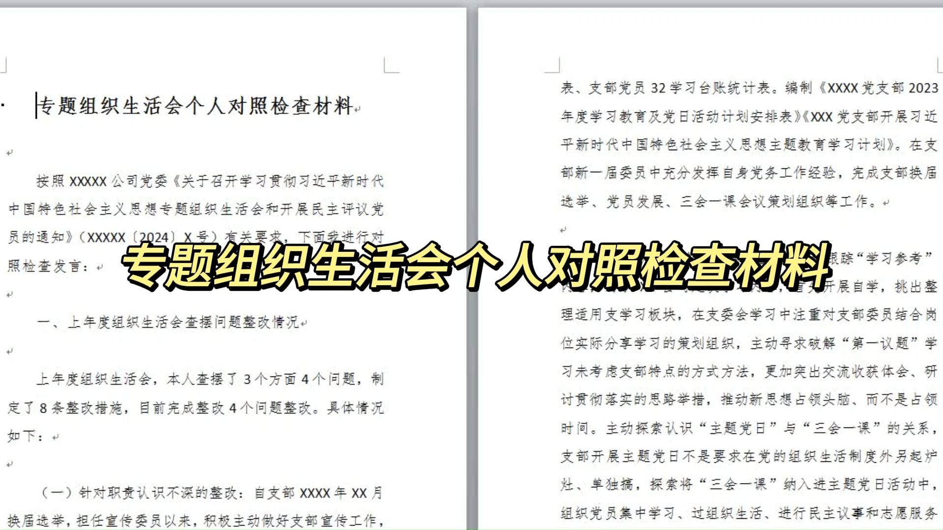 专题组织生活会个人对照检查材料