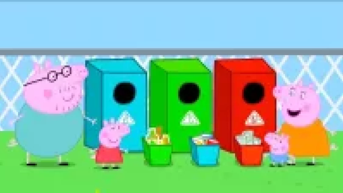 小猪佩奇一家分类存放垃圾 简笔画
