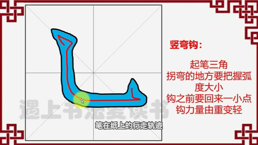 【硬笔书法教程】楷书基本笔画运笔的系统学习:竖弯钩的写法