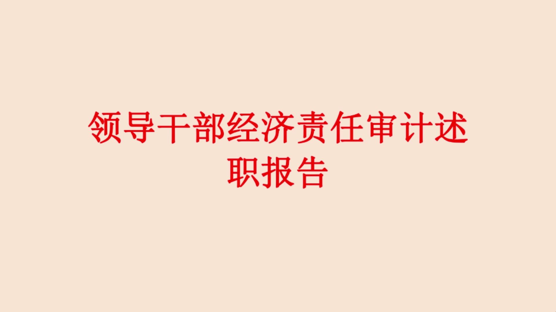 领导干部经济责任审计述 职报告