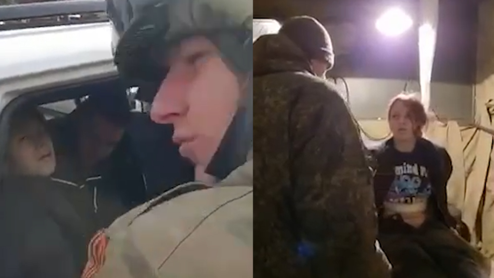 乌克兰女孩受伤无法站立,车臣部队抬担架帮忙转移,还用军车开道