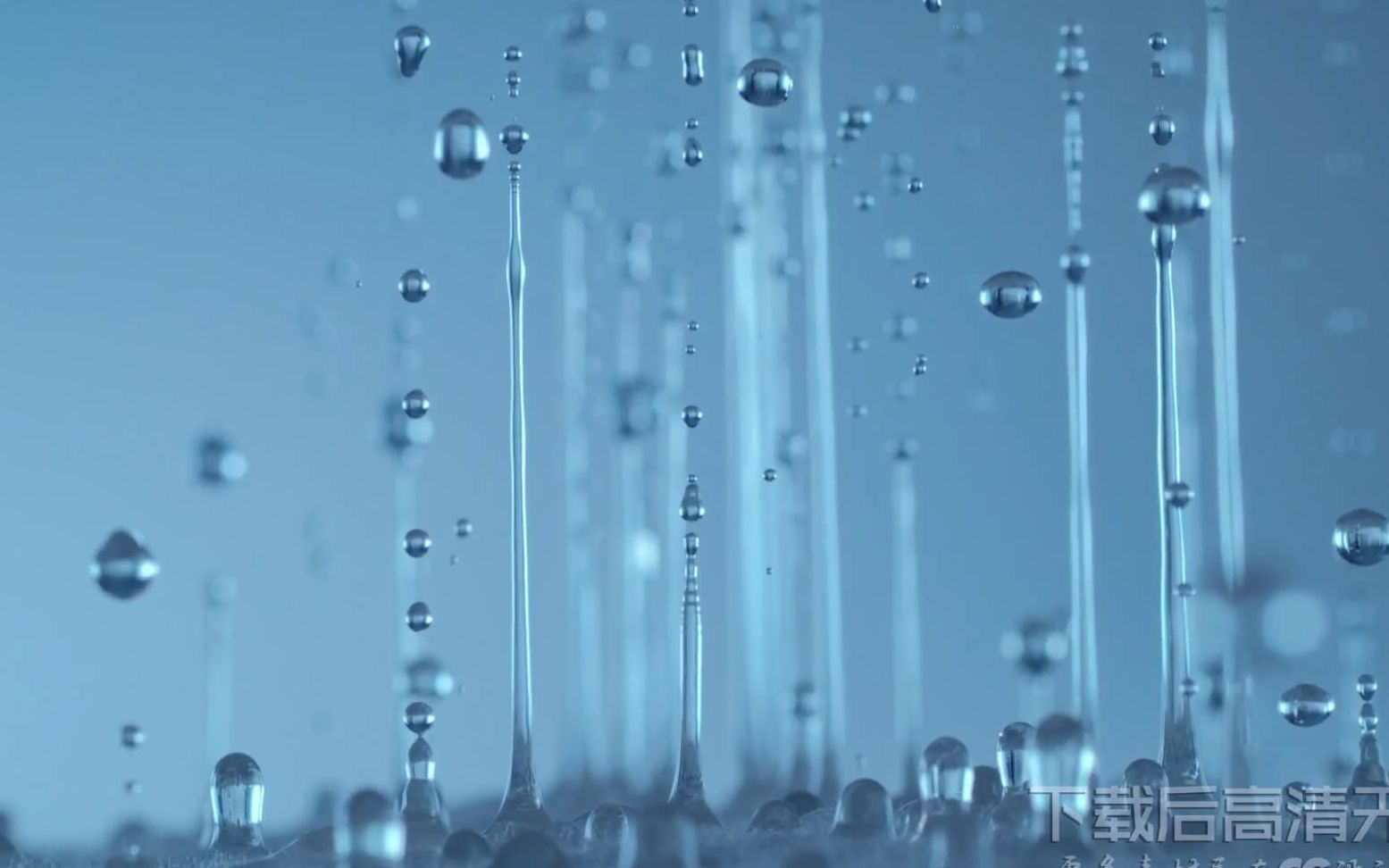 s152 唯美清爽蓝色清新水滴水珠水流动态视频素材开场视频 庆典视频 ...