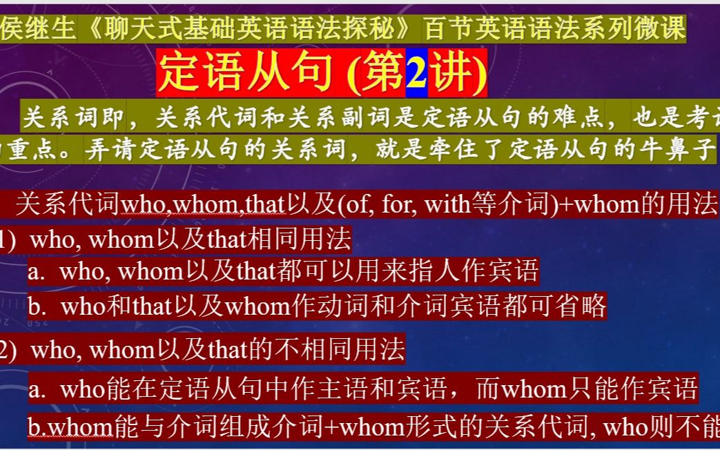 微课:关系词who,whom,that用法比较