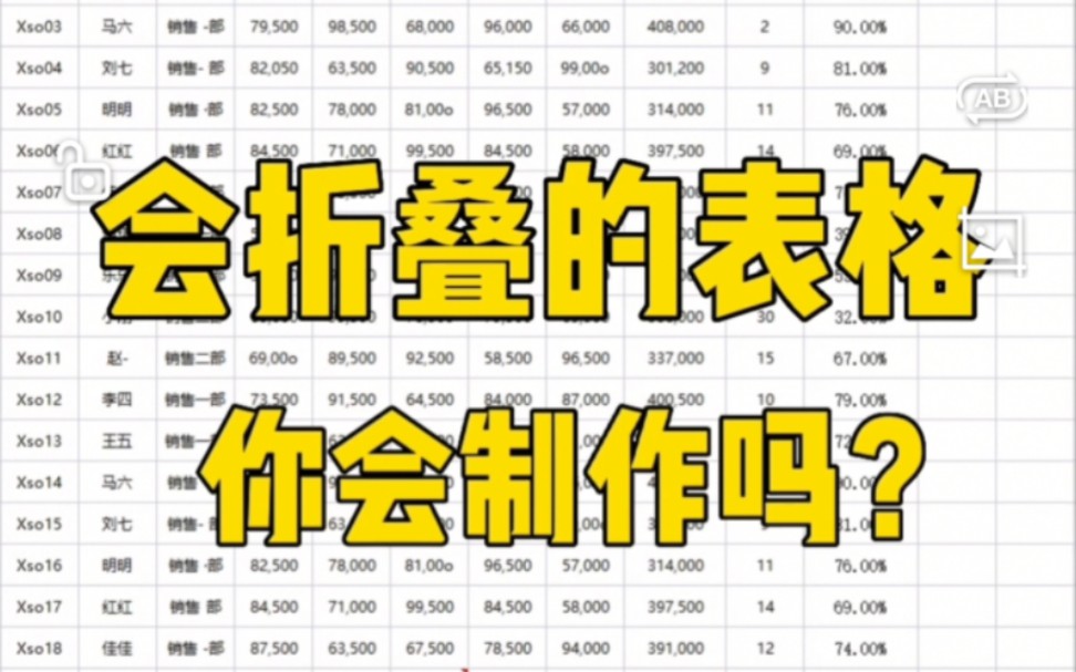 会折叠的表格,你不会制作了吧?