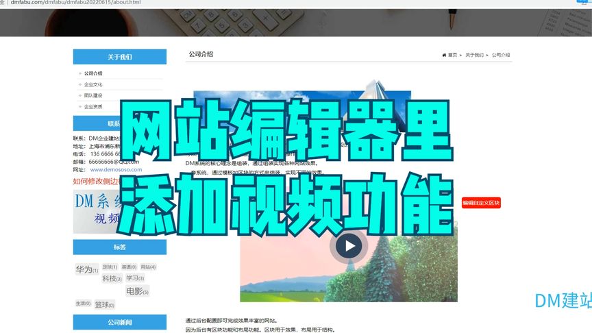 网站编辑器里也可以添加视频