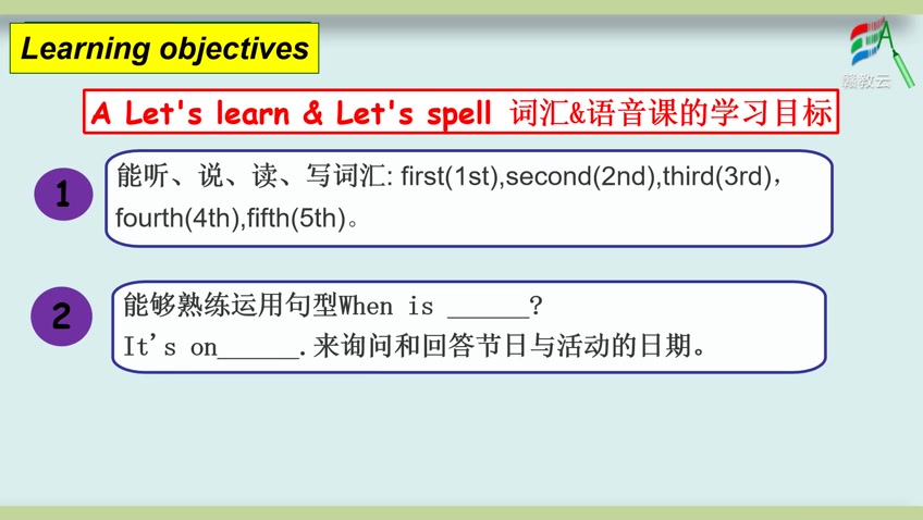 五年级英语(人教版)《Unit4 When is the art show_ A Let's learn》