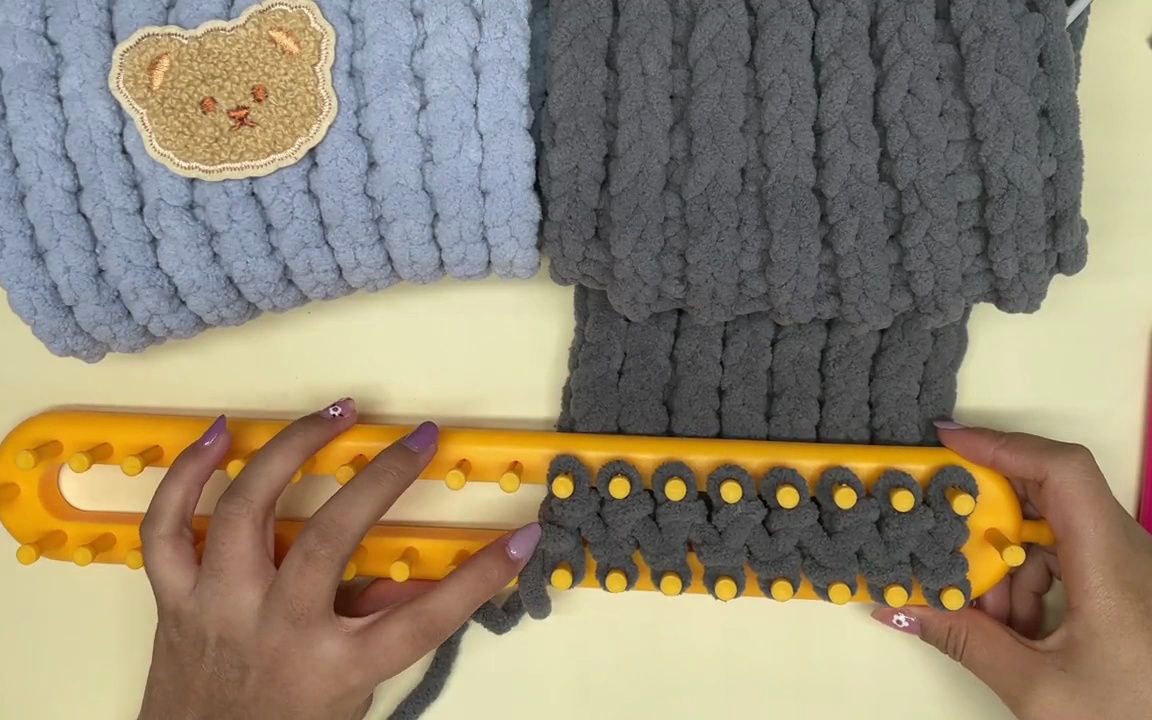 编织神器冰条线围巾编织方法