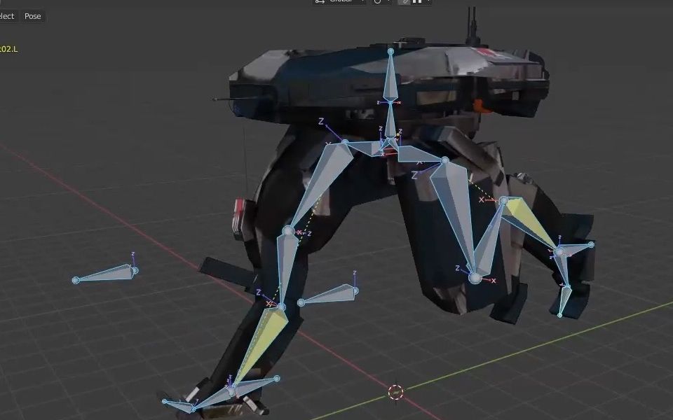 【Blender】如何建模,绑定,纹理和动画简单的机甲!