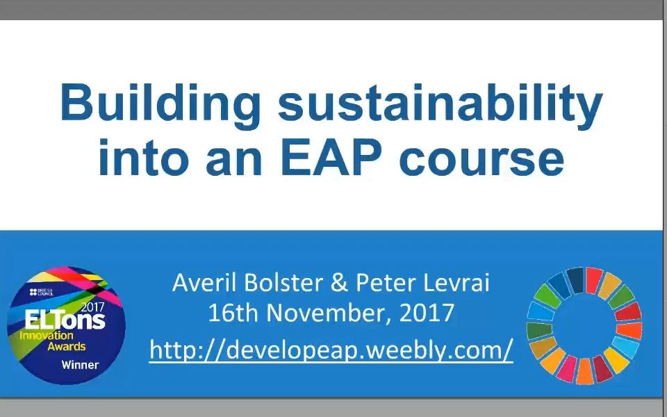 Building sustainability into an EAP course 可持续性与EAP课程