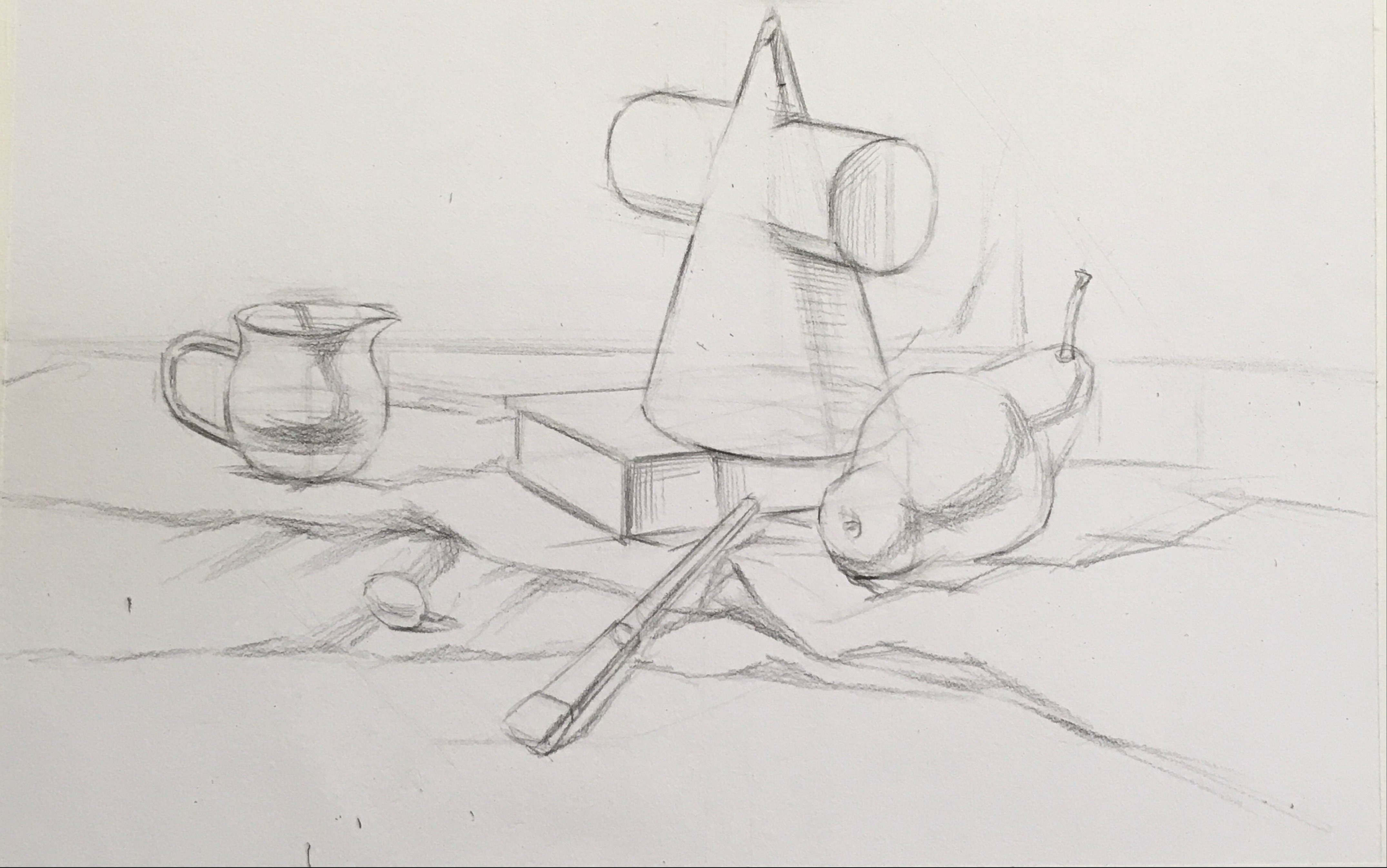 素描静物基础几何体水果组合