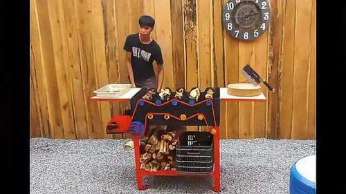废铁变神器!DIY齿轮万向轮移动烤炉,野外烧烤超拉风