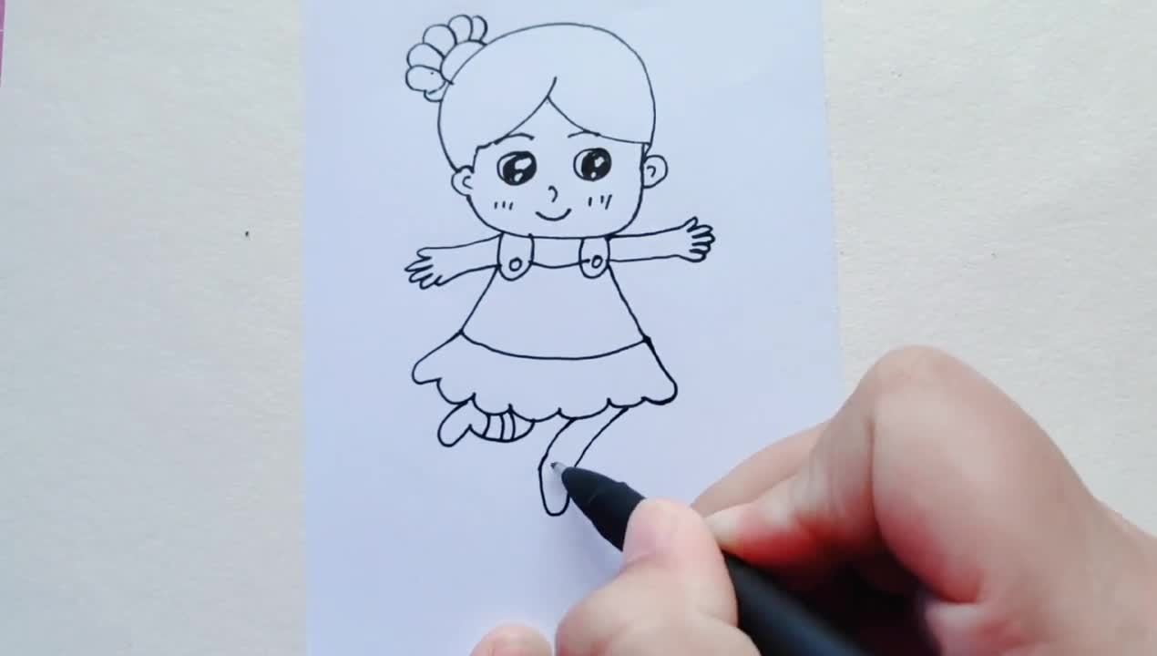 可爱的小女孩简笔画,亲子简笔画教学!