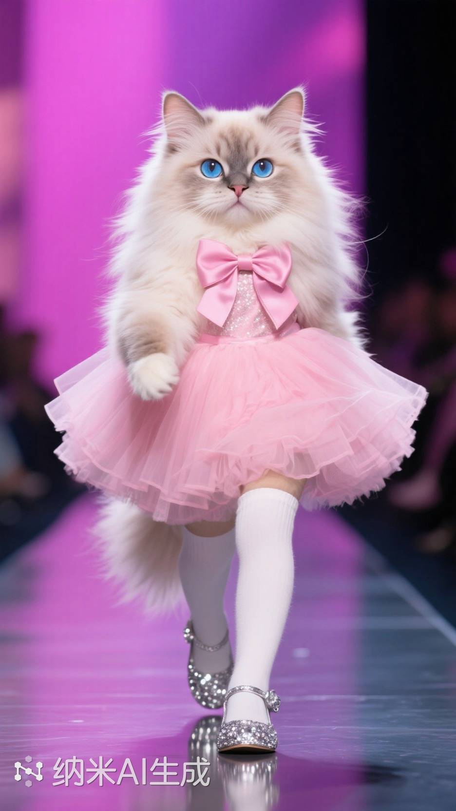 波斯猫穿蓬蓬裙走秀,蓝眼睛好萌呀