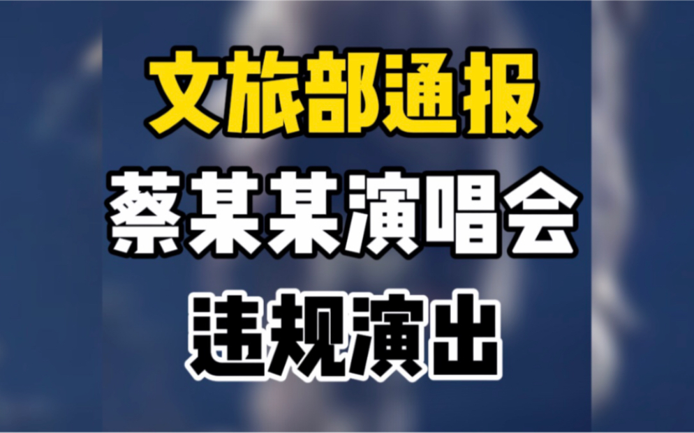 文旅部通报蔡某某演唱会违规演出,依法作出行政处罚