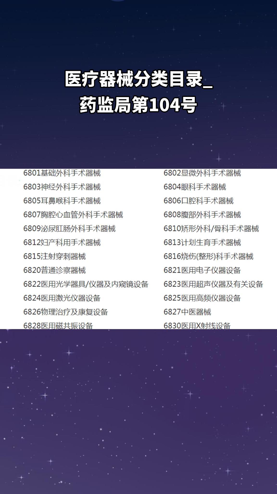 医疗器械分类目录_药监局第104号