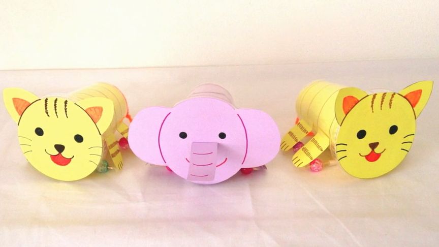 分享一个日本幼儿手工创意,滑动的小玩具 可以举一反三做的更好