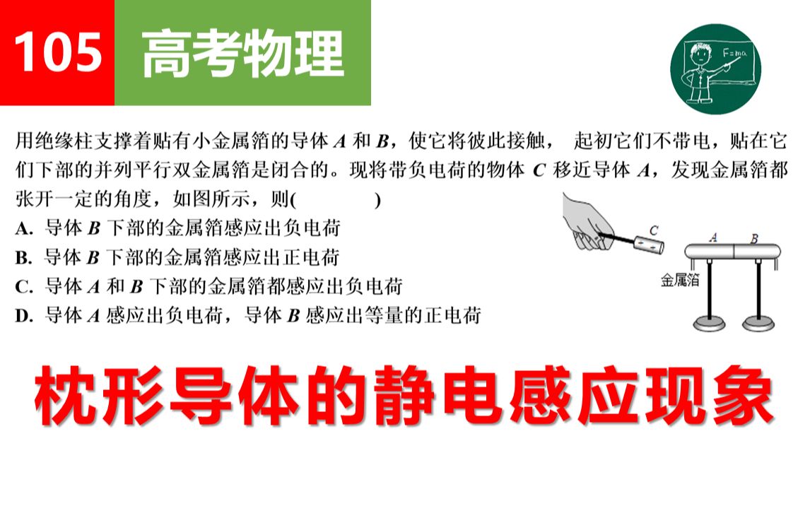 【高考物理】105枕形导体的静电感应现象