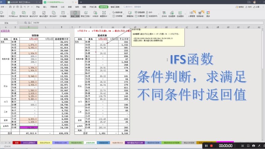 IFS函数应用: 条件判断,并按要求返回值