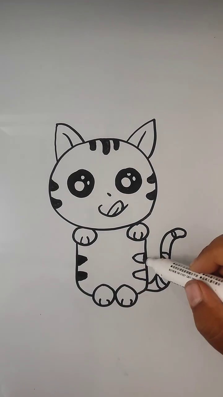 简笔画一只可爱的小奶猫卡通画简笔画可爱的小猫咪