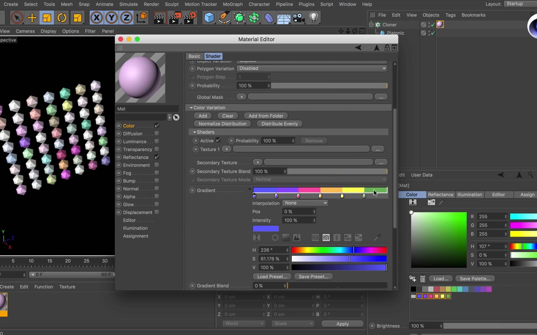 【C4D教程】C4D官方快速技巧精选77——如何将色卡颜色添加到...