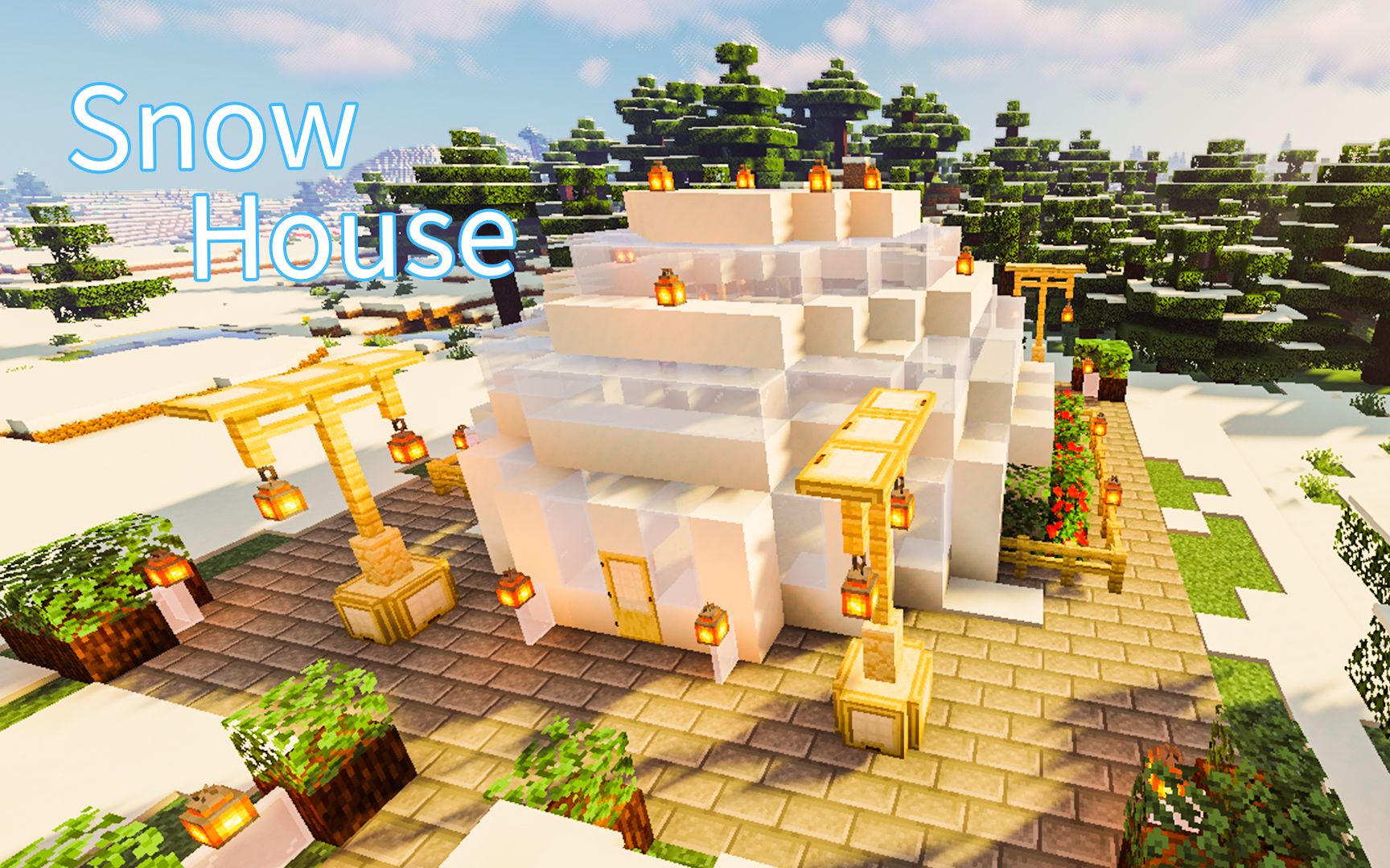 【我的世界建筑教程】冬日温馨小雪屋~生存也实用!_我的世界