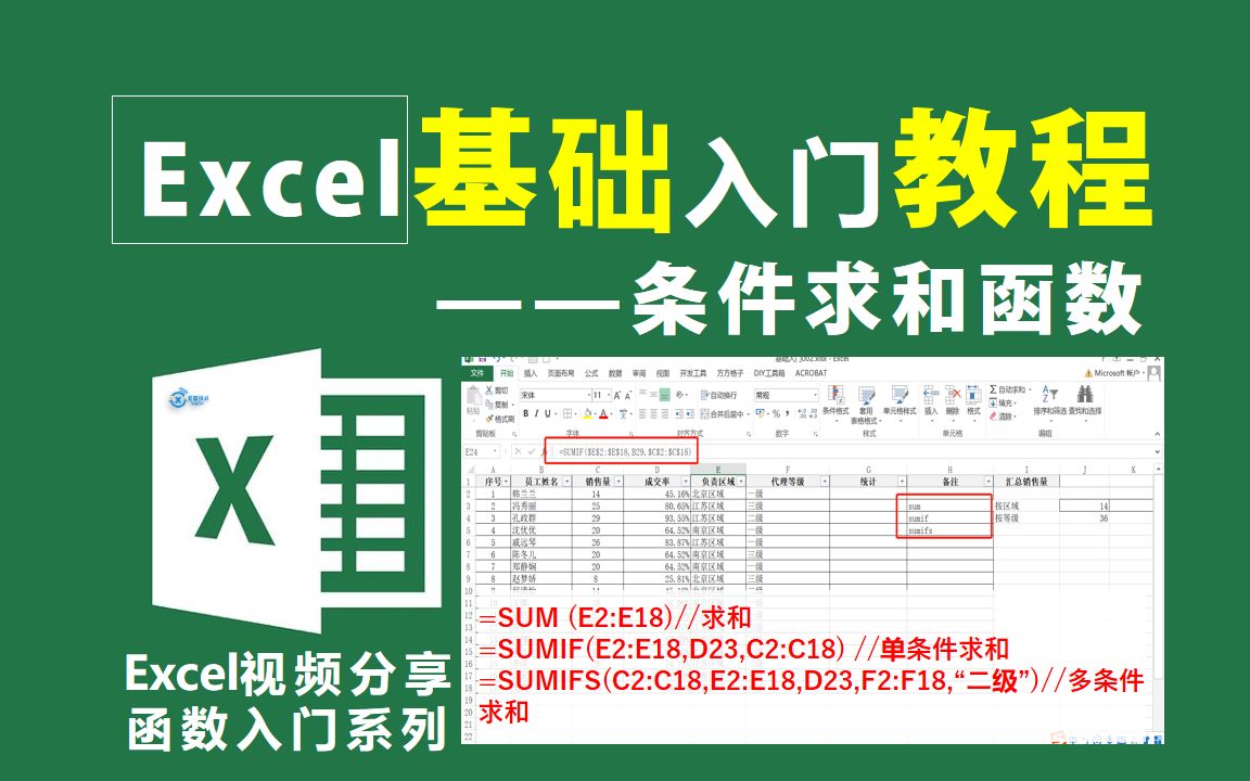 Excel中条件求和,一键搞定条件求和,分组求和