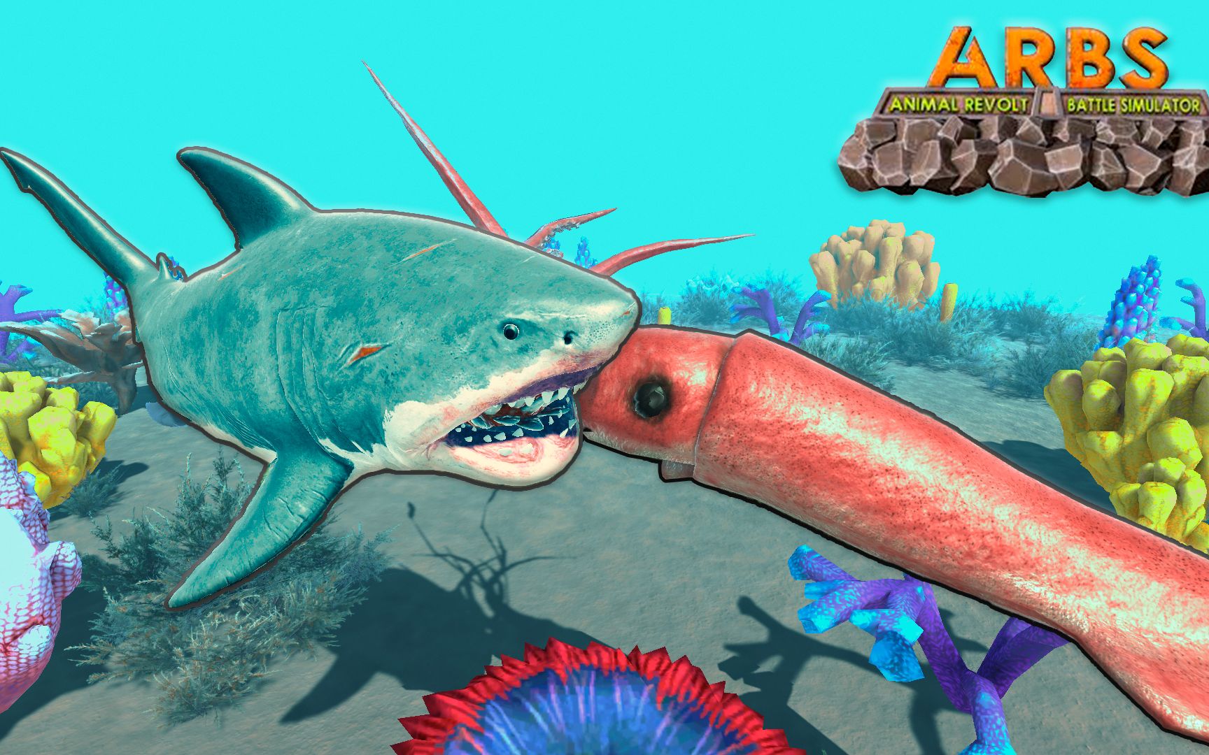 【动物起义模拟器】捕食者鲨鱼与不同的生物