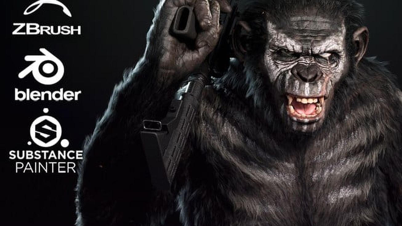 Zbrush Blender雕刻纹理渲染逼真3D角色技术视频教程
