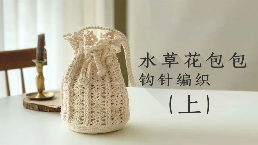 最新的钩针编织包包视频教程,水草花样镂空包包,不用再买包啦