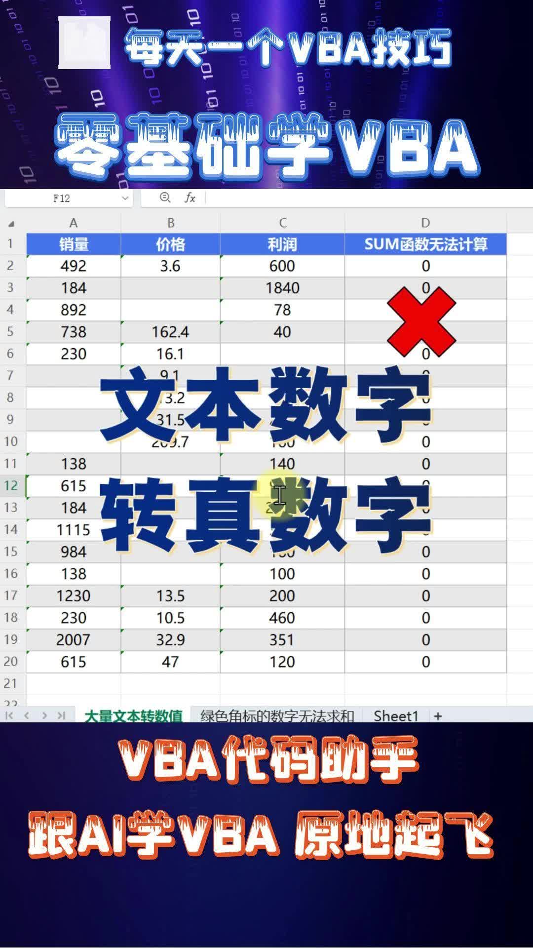 每天一个VBA小技巧 文本数值批量转换 郑广学VBA