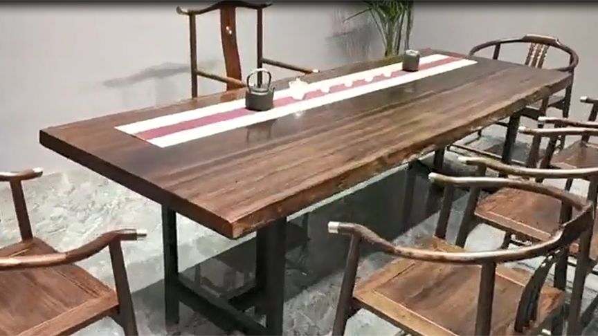 黑乌金实木乌金木大板茶桌,简阁家居新中式茶空间茶室原木家具
