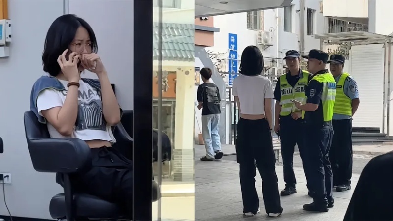 女生理完发被气得生气大哭,二话不说竟直接报警,下一幕笑不活