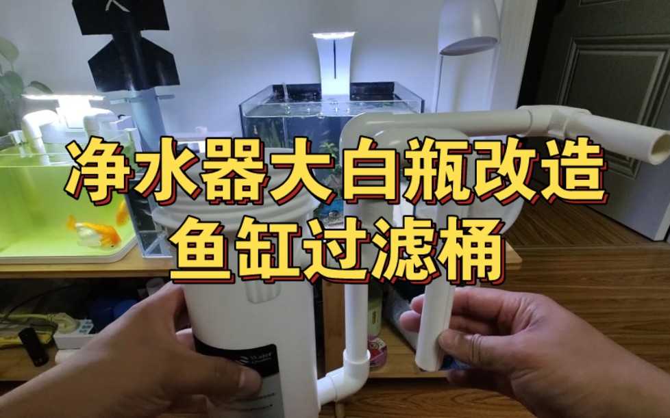 净水器改滤筒,净水器大白瓶改造鱼缸过滤桶,diy鱼缸过滤桶,滤筒