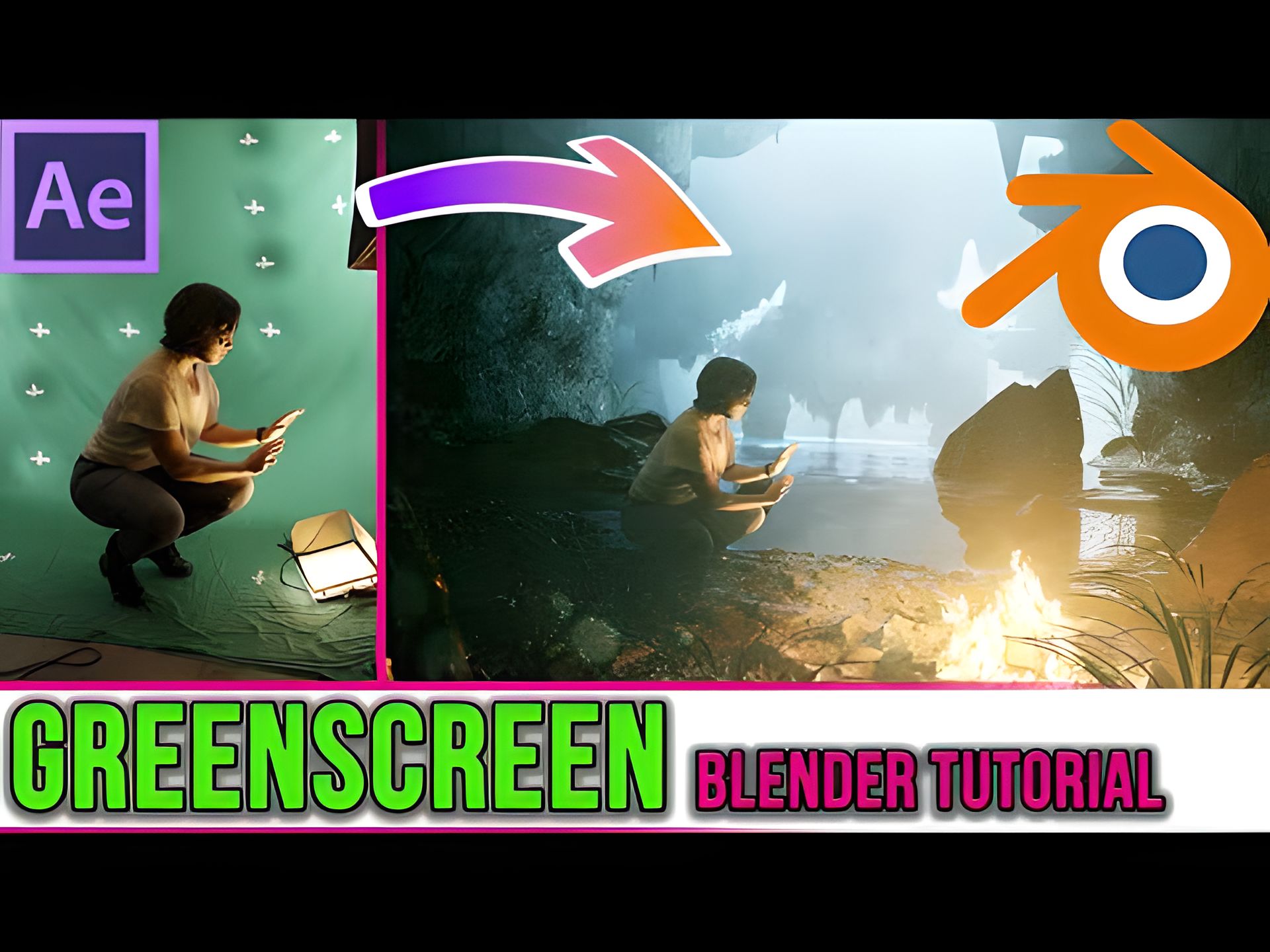 【中字】Blender VFX教程:带有相机移动的绿幕-AE