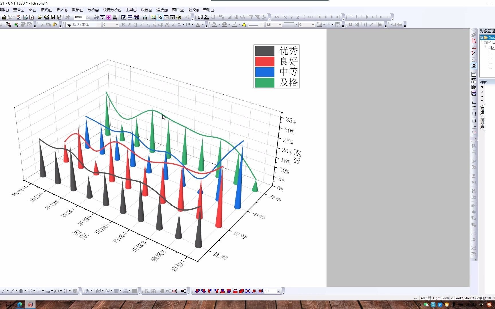 88.Origin-顶点连线的三维柱形图