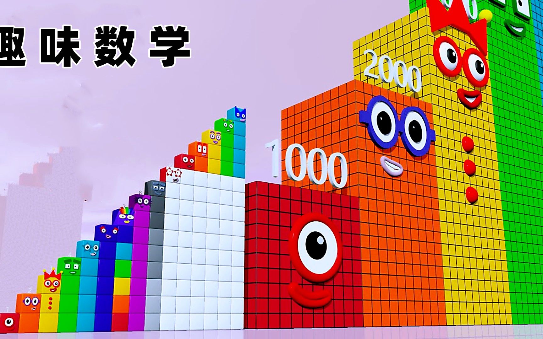 数字方块动画:方块兄弟整整齐齐排列一排,最大数字与最小数字千差万别