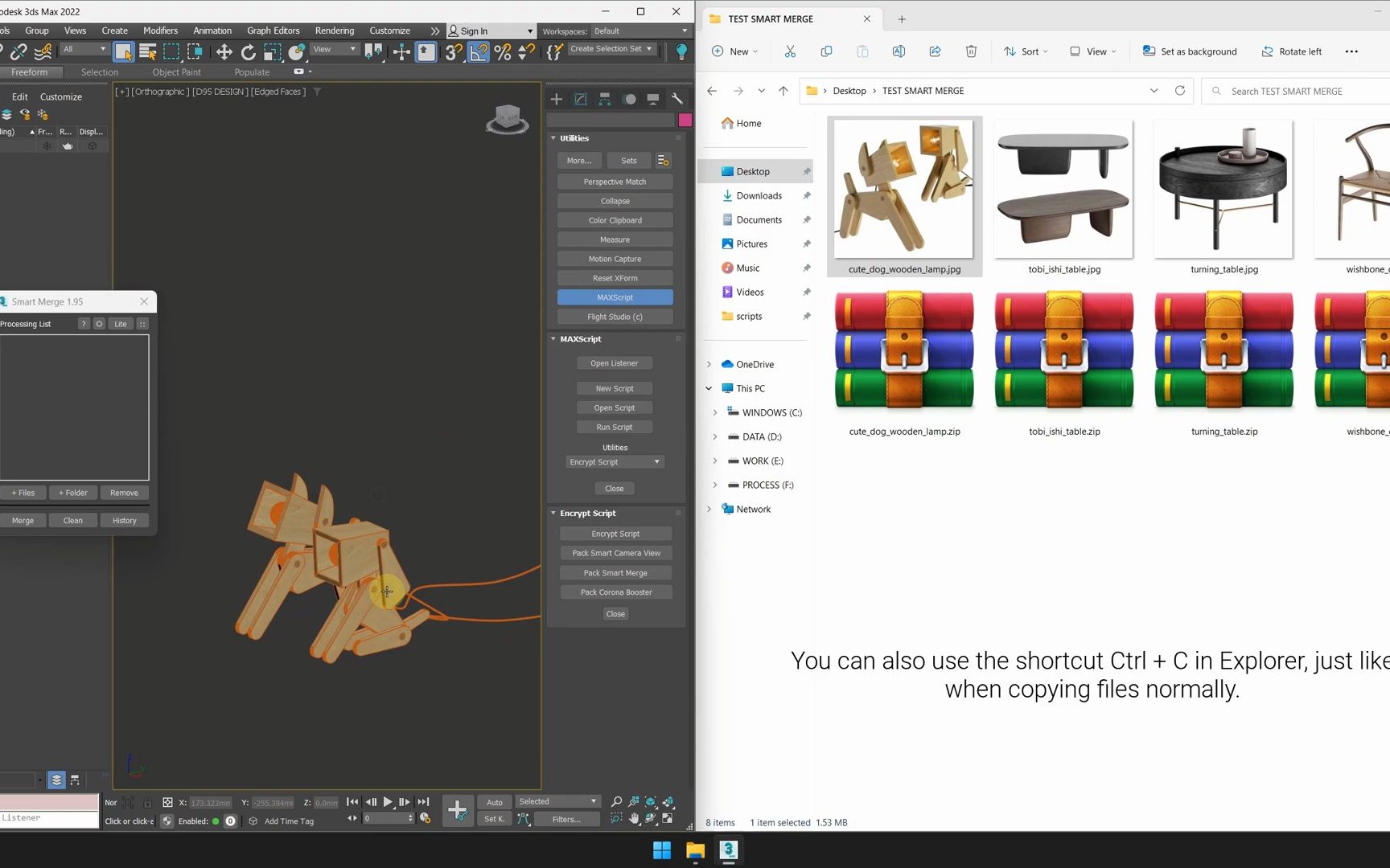 Smart Merge 智能合并1.95-从资源管理器复制资源并粘贴到MAX里