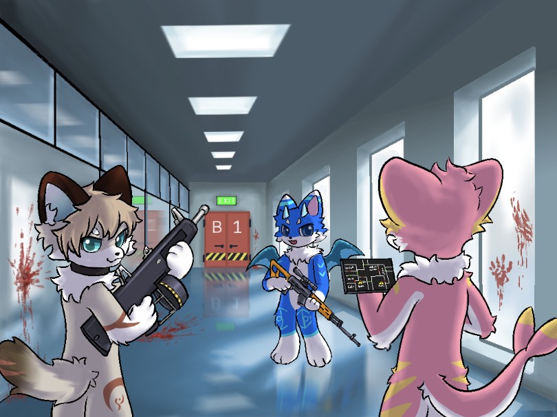 【Furry】绘画过程:实验室(常稿展示)