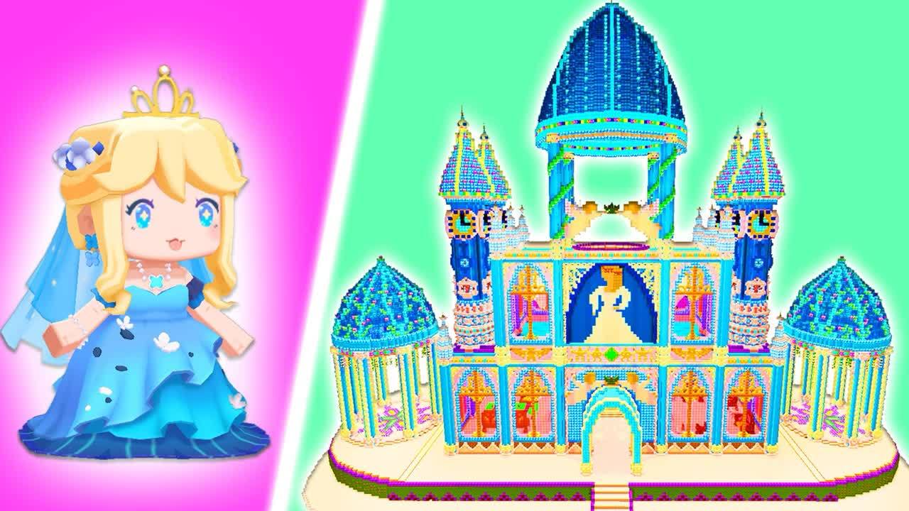 艾莎公主城堡被毁,卡卡妮妮帮爱莎建造迪士尼城堡!迷你世界建筑