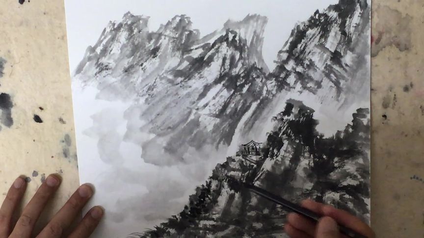 山水画大师:用毛笔把《望景亭》描绘得如此生动