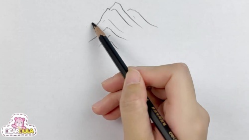 山水素描怎么画,绘画简单漂亮的山水素描画,山水素描创意画