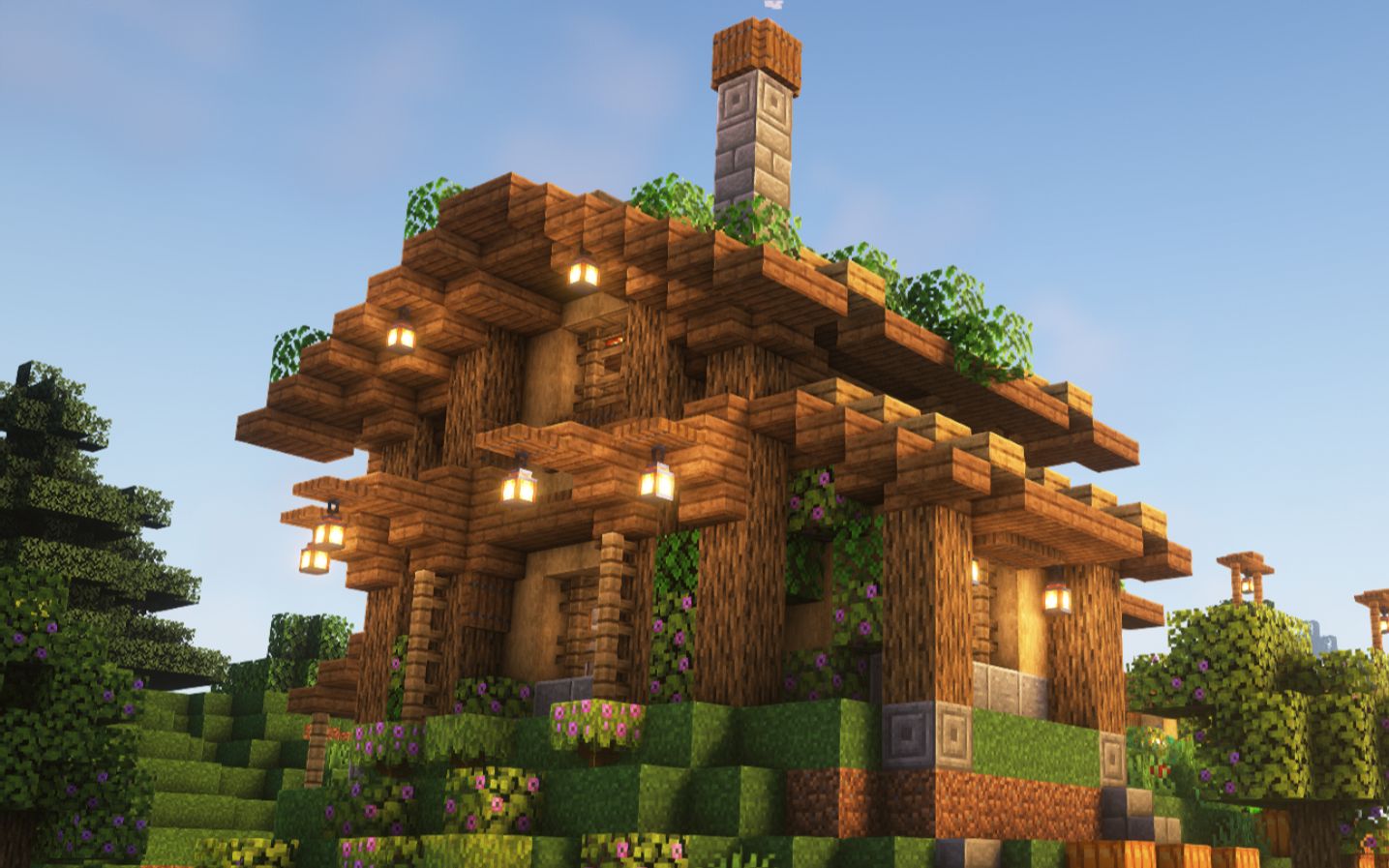 萌新小屋,住进去~ 纯生存手把手教你建造丛林别墅!我的世界1.19原版...