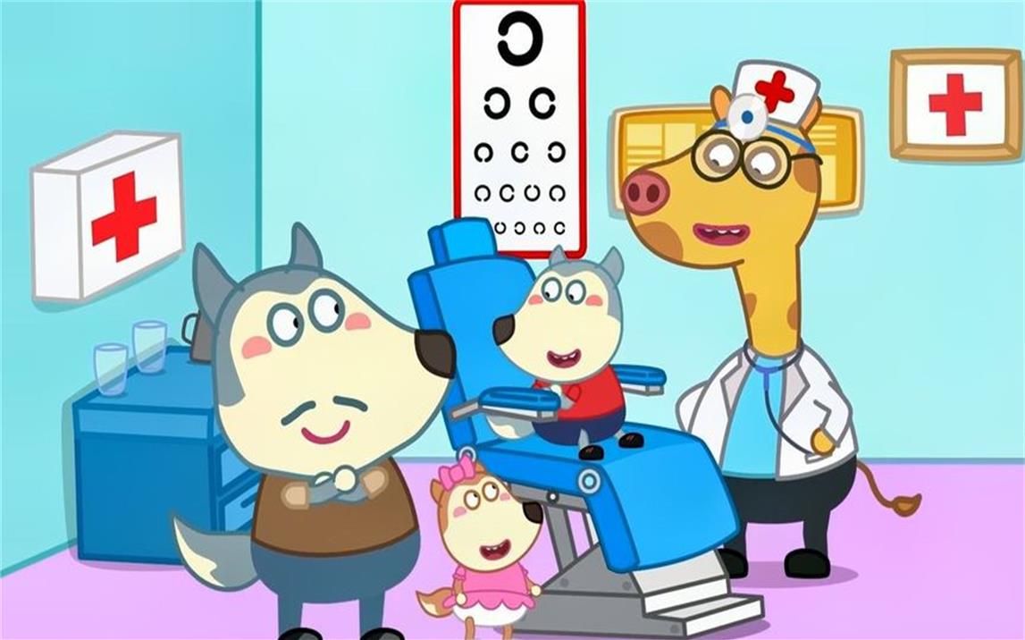 沃尔夫动画:沃尔夫的眼睛有些模糊,不要用手揉眼睛,学习儿童用眼卫生