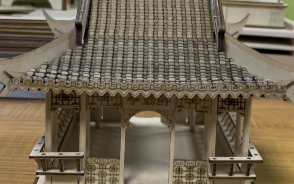 木质3d立体拼图模型diy手工榫卯古建筑醉翁亭 成人高难度拼装玩具