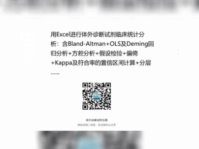 体外诊断试剂临床统计excel模板,含最小二乘法回归,Deming回归以及...