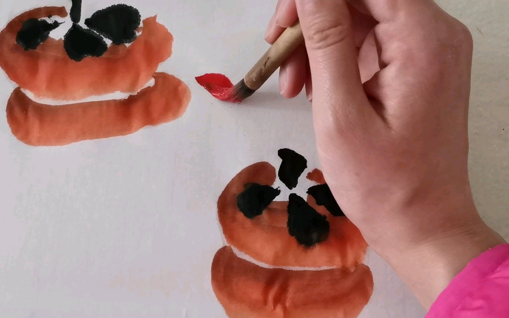 唐老师国画教学柿子的画法