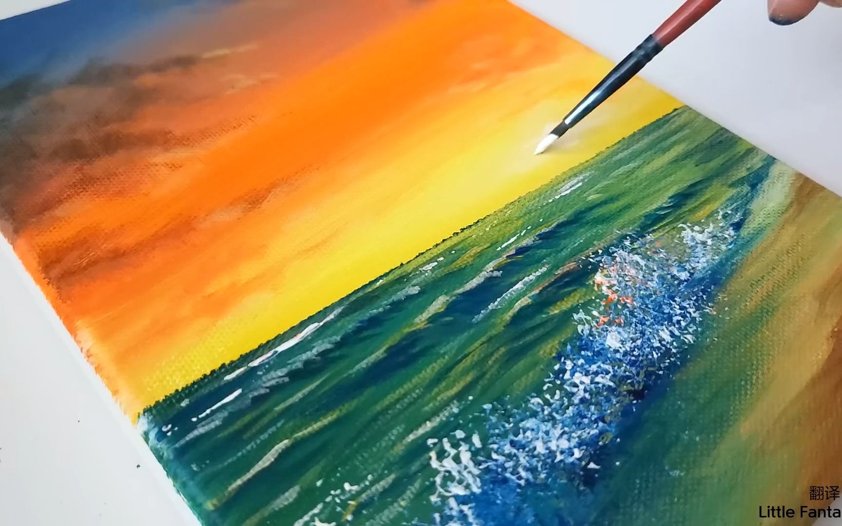 【丙烯画】【绘画教程】【中字】日出-sunrise acrylic painting