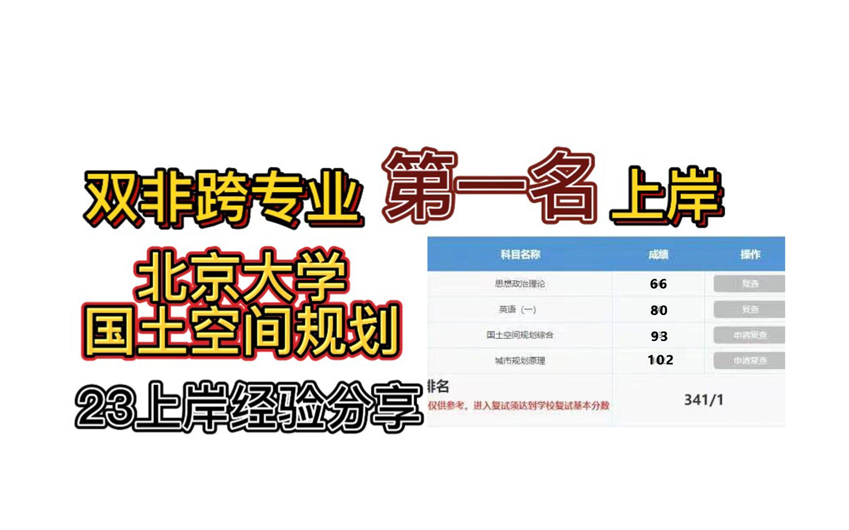 考研经验分享|本科双非跨专业【第一名】上岸【北京大学】本部【国土...